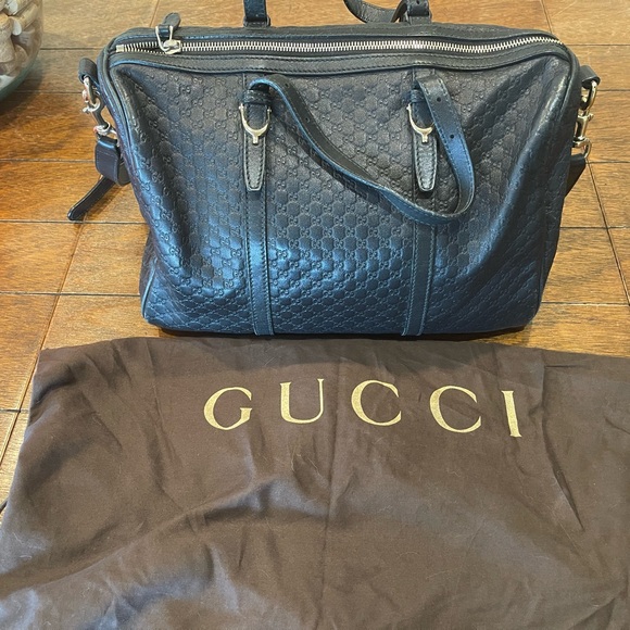 Gucci | Bags | Gucci Midnight Blue Embossed Duffel Bag | Poshmark